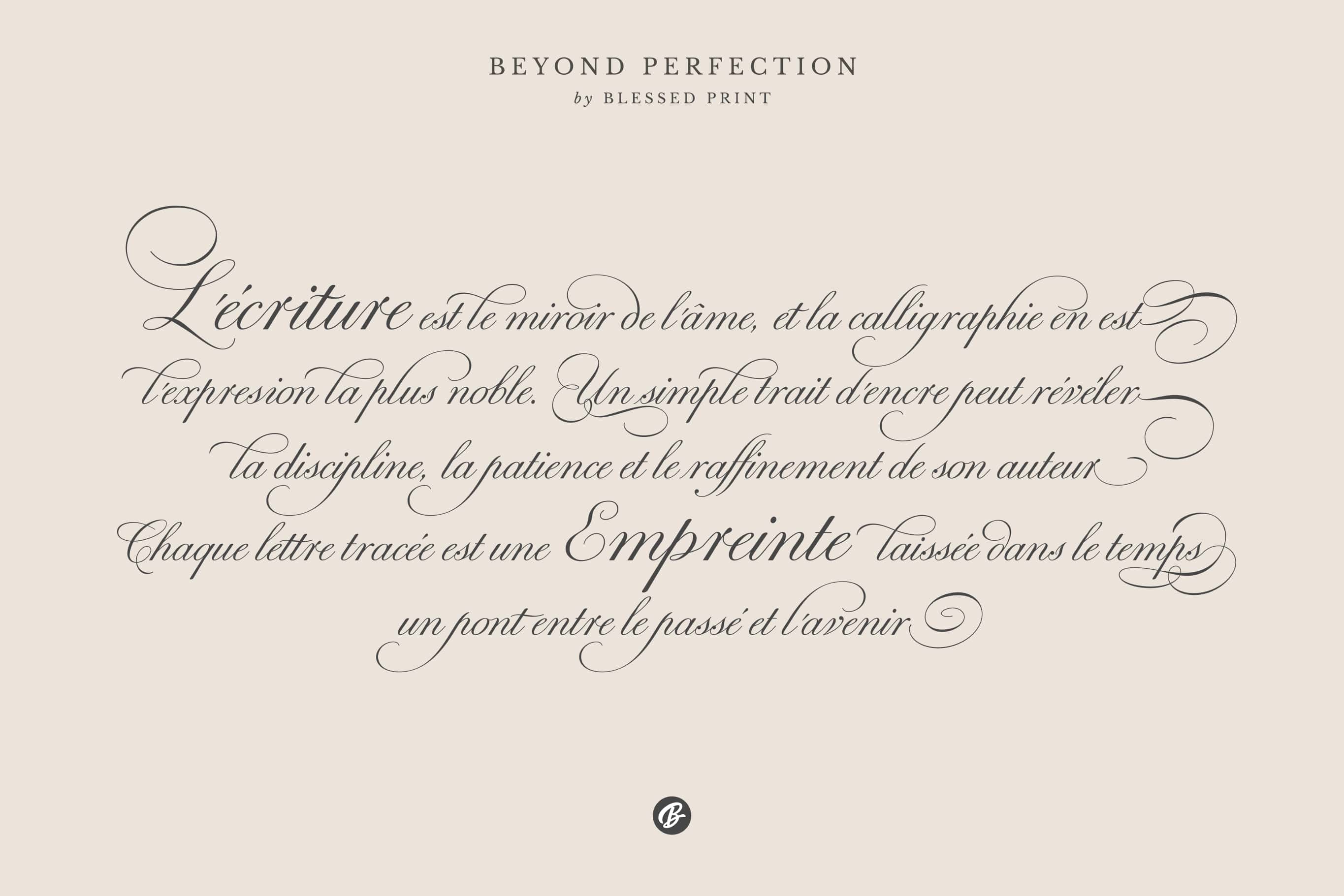 Beyond Perfection Script | Elegant Calligraphy by Blessed Print