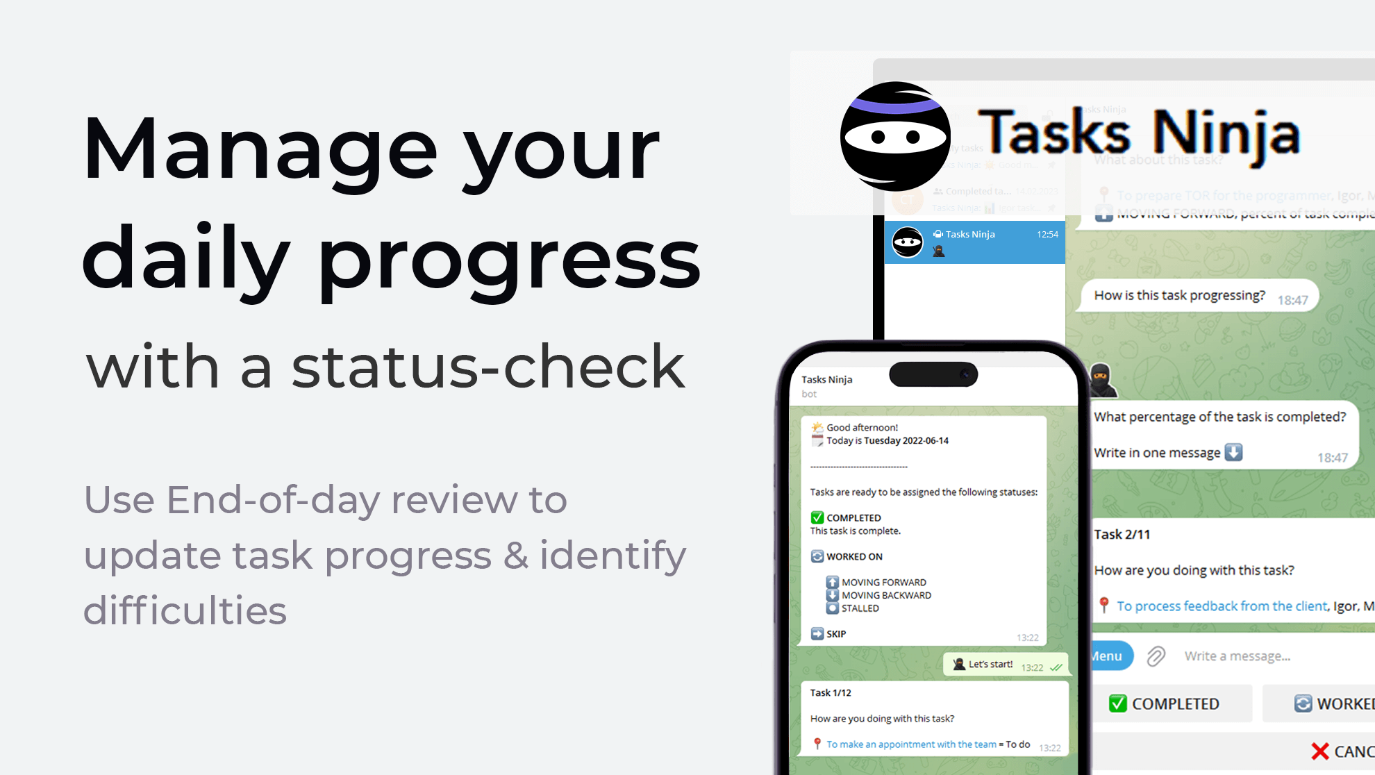 Track progress and identify difficulties in Slack using Jira tasks - Tasks Ninja
