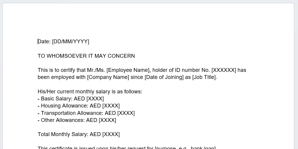 Salary Certificate UAE: Format, Sample & How to Get It (2025)