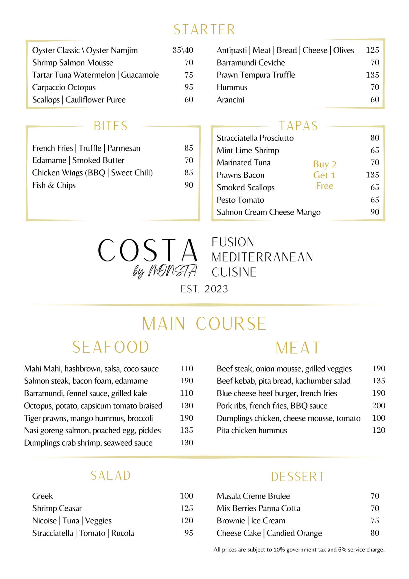 Costa by Monsta | Dinner