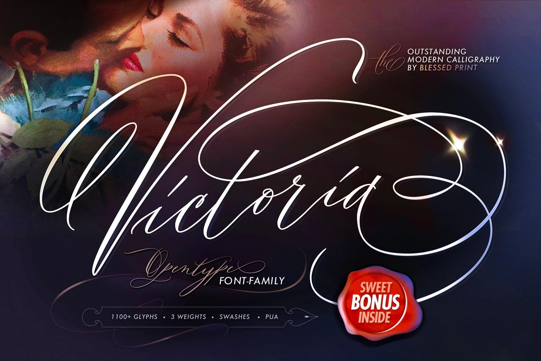 Victoria Font | Script Fonts - Blessed Print
