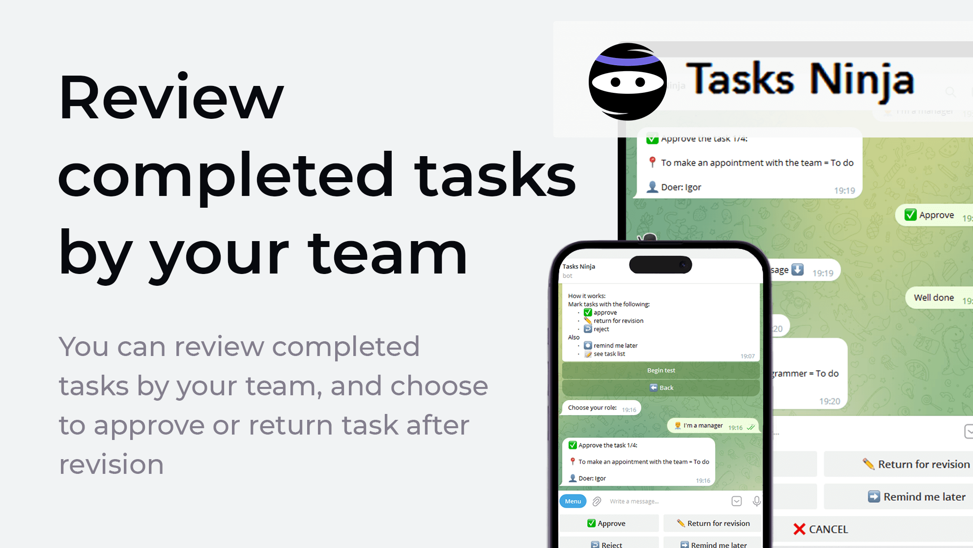 The approval process of the completed tasks of your teammates in ...