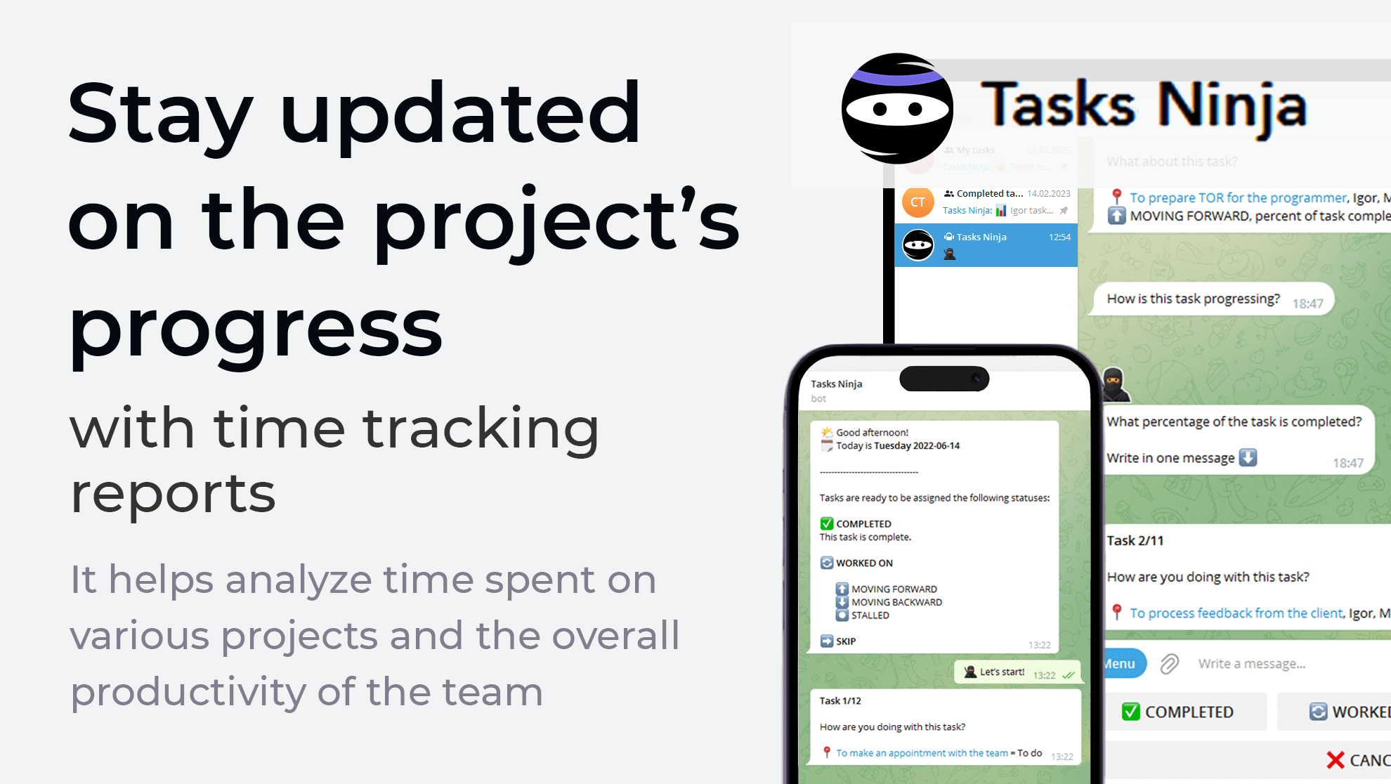 Time tracking reports via Telegram using Time Doctor data - Tasks Ninja