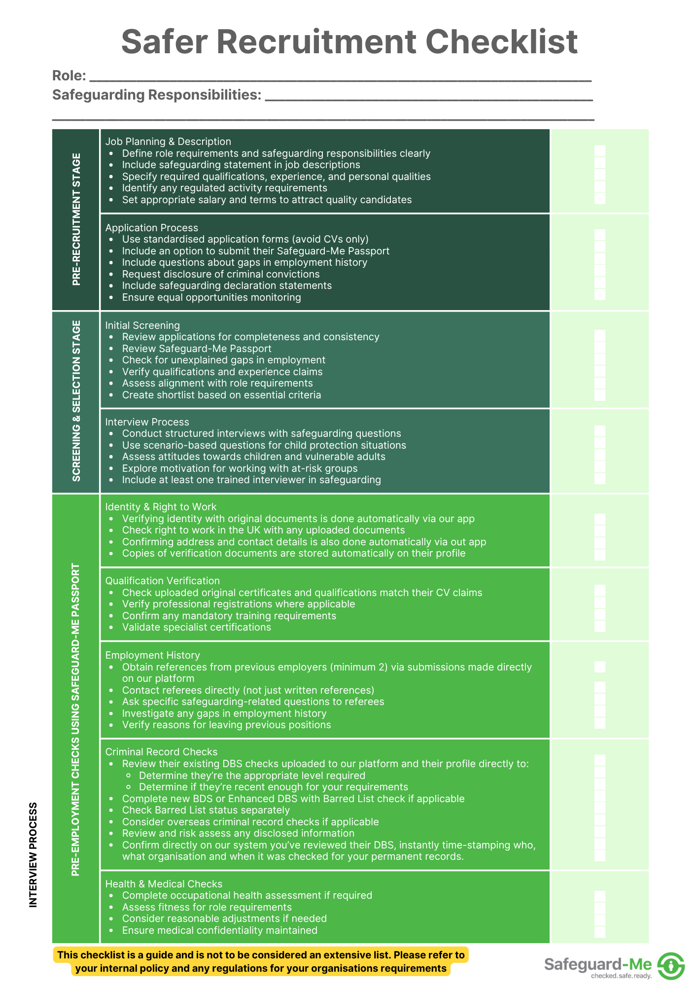Safe Recruitment Checklist - Free Download