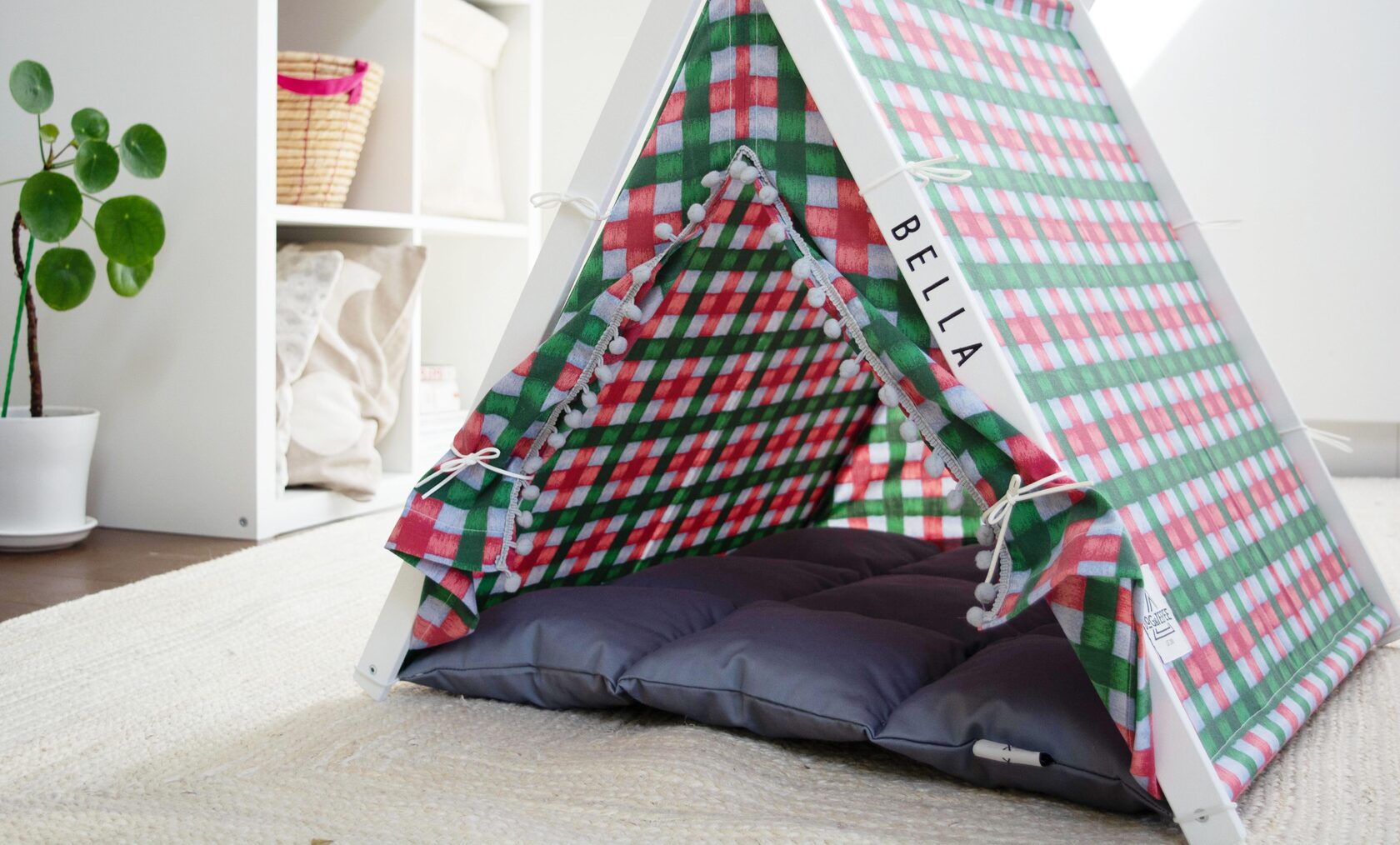 Colorful Gingham Dog Teepee Tent | Dog And Teepee