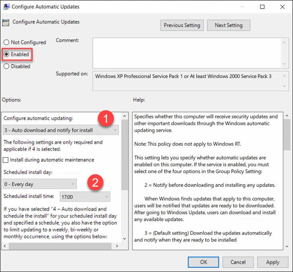 Group Policy Settings for WSUS