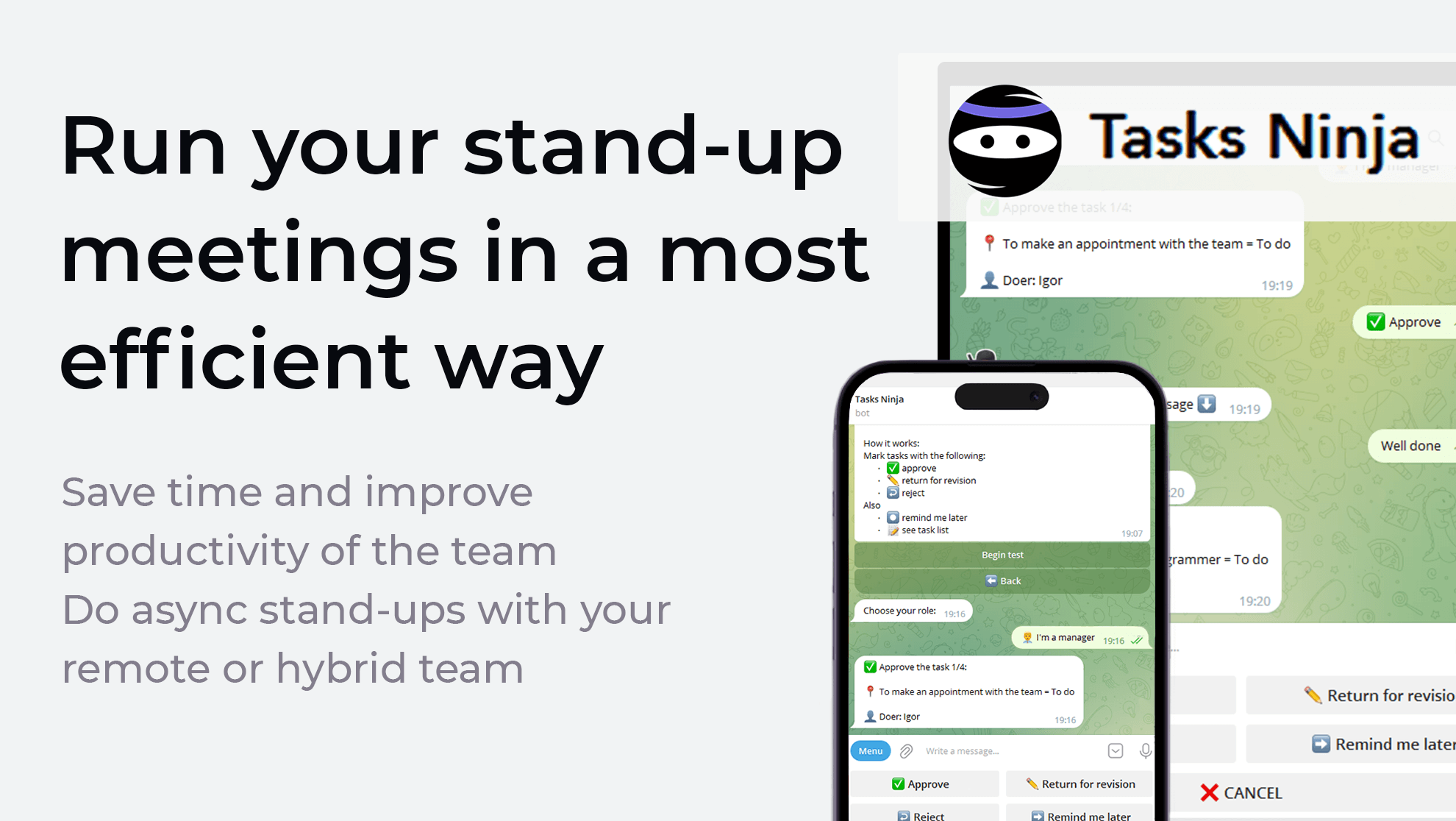 Stand-up meetings in Telegram using Asana tasks - Tasks Ninja