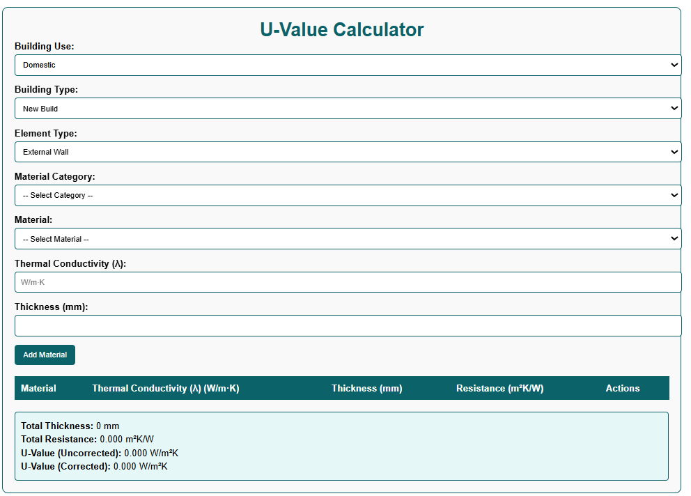 U-Value calculator