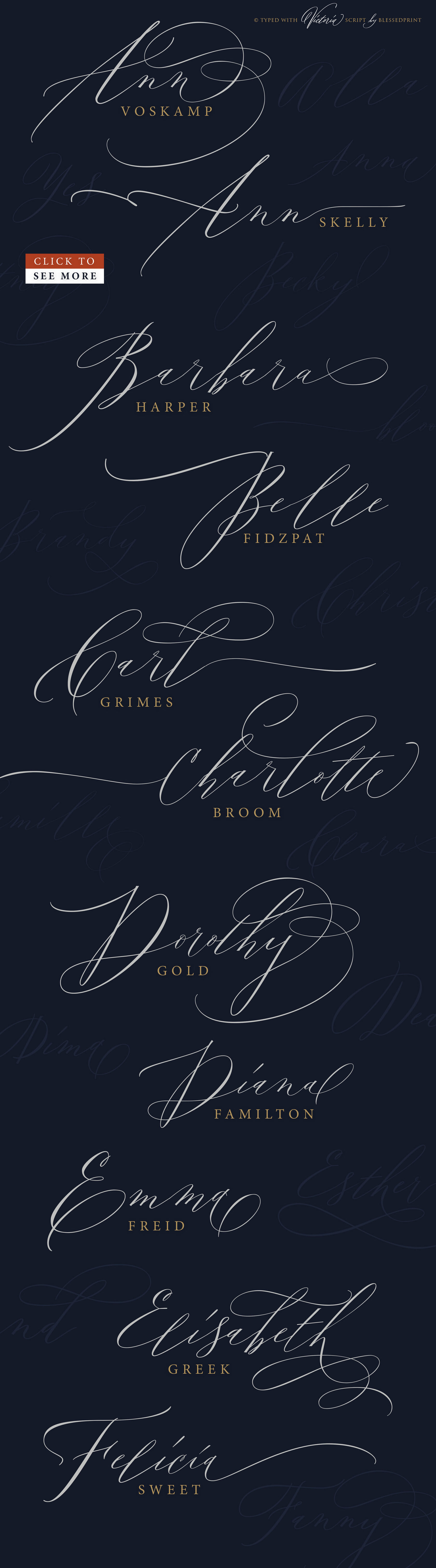 Victoria Font | Script Fonts - Blessed Print