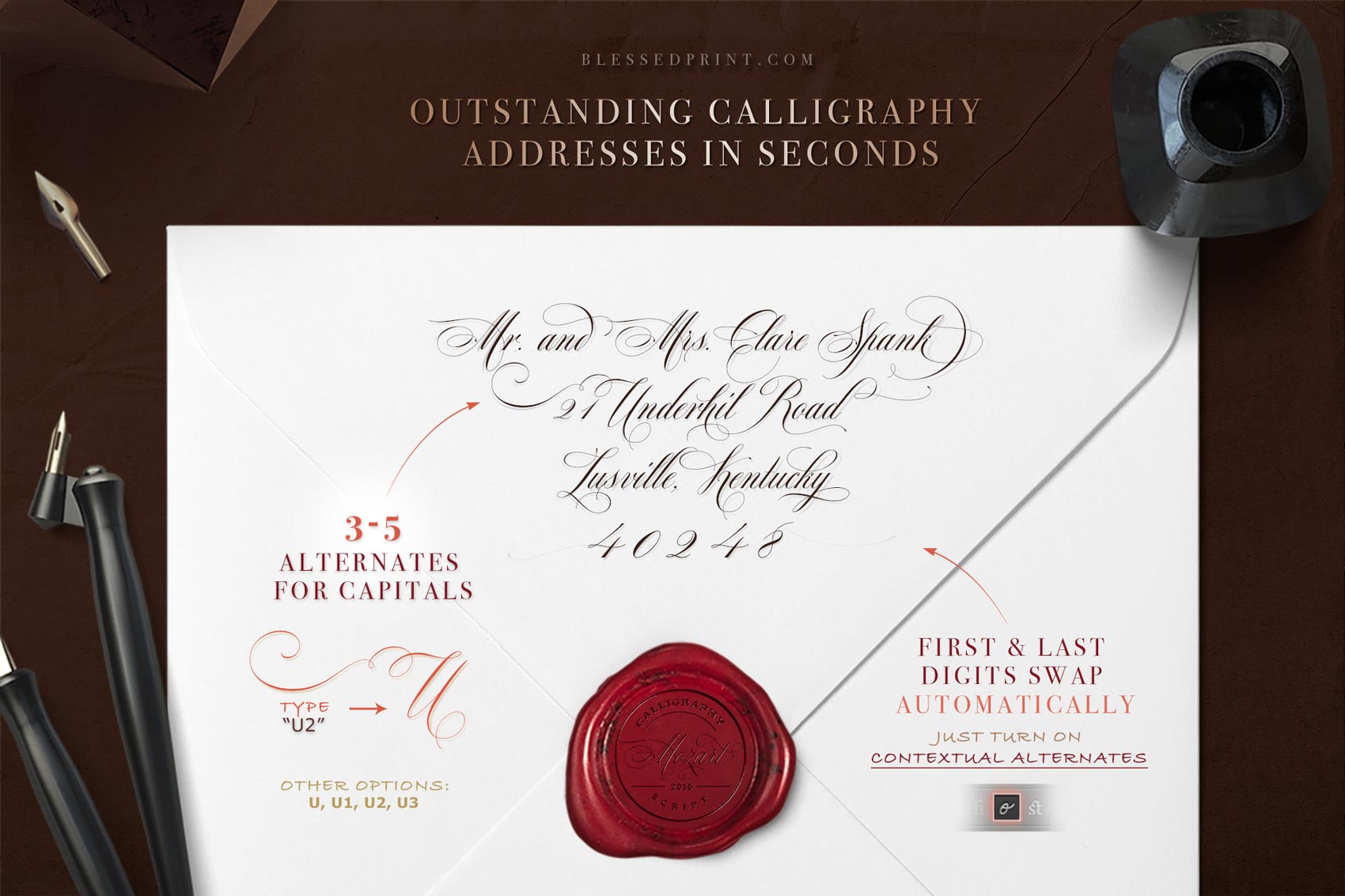 Mozart Font | Spencerian Script - Blessed Print