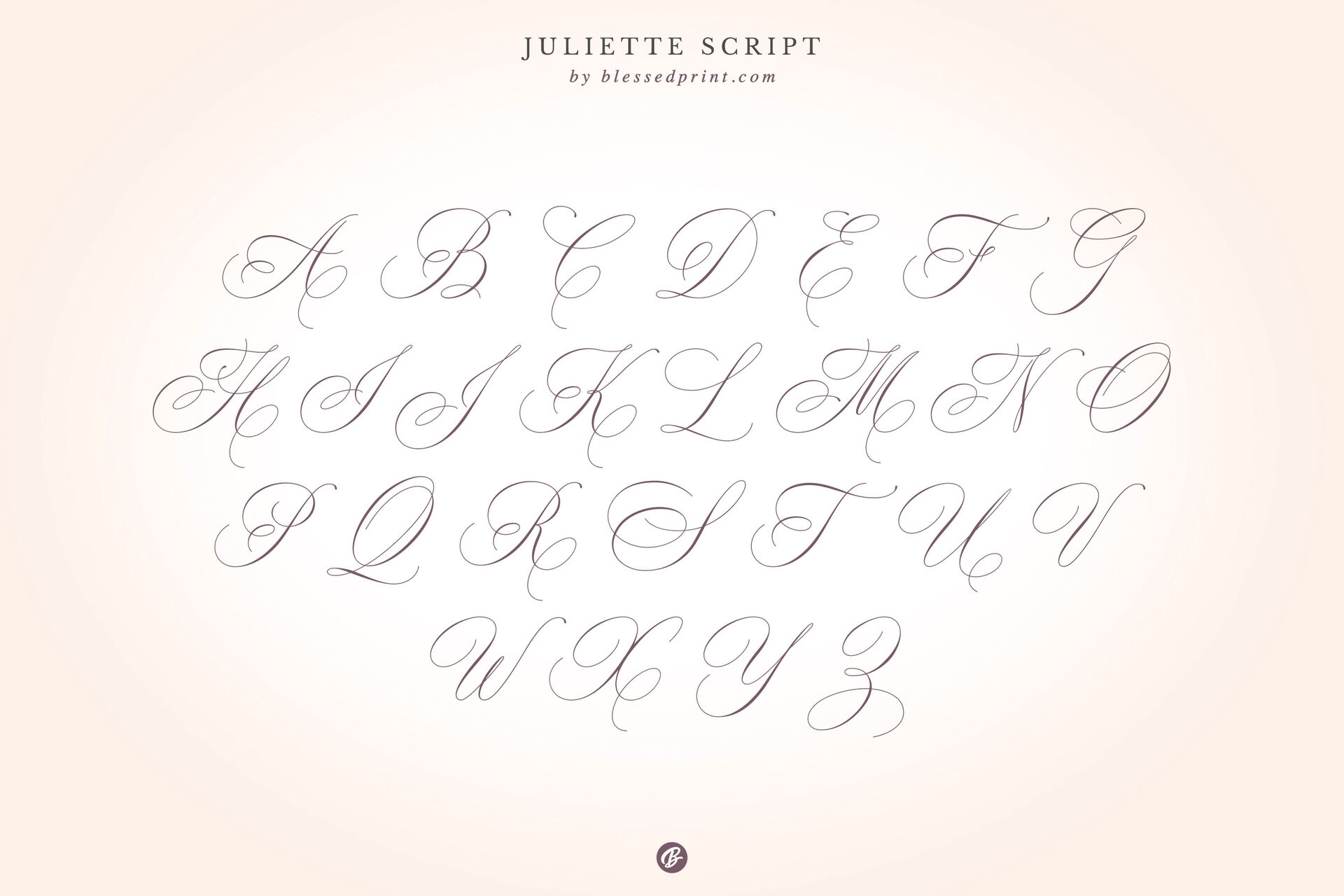 Juliette Font | Romantic wedding script by Blessed Print