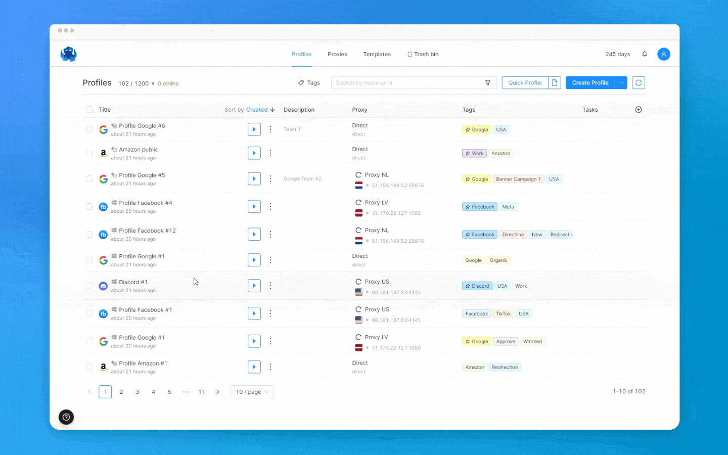Octo Browser 2.1: Profile Tasks and Enhanced Proxy UI