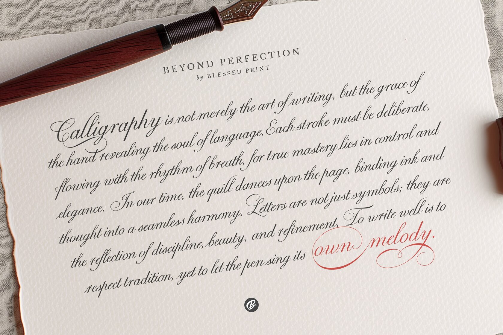 Beyond Perfection Script | Elegant Calligraphy by Blessed Print