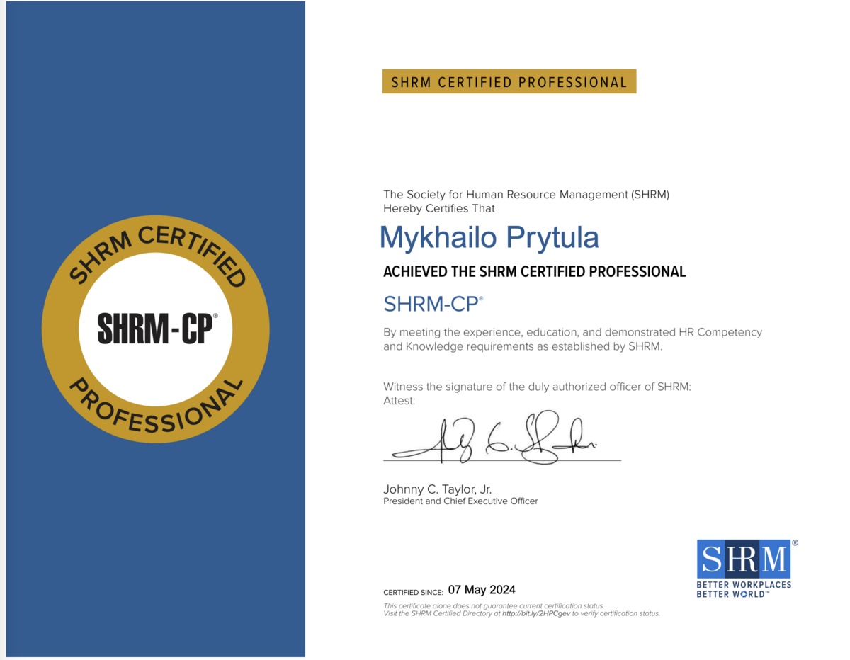 SHRM-CP ⭑ Society for HR Management Certified Professional