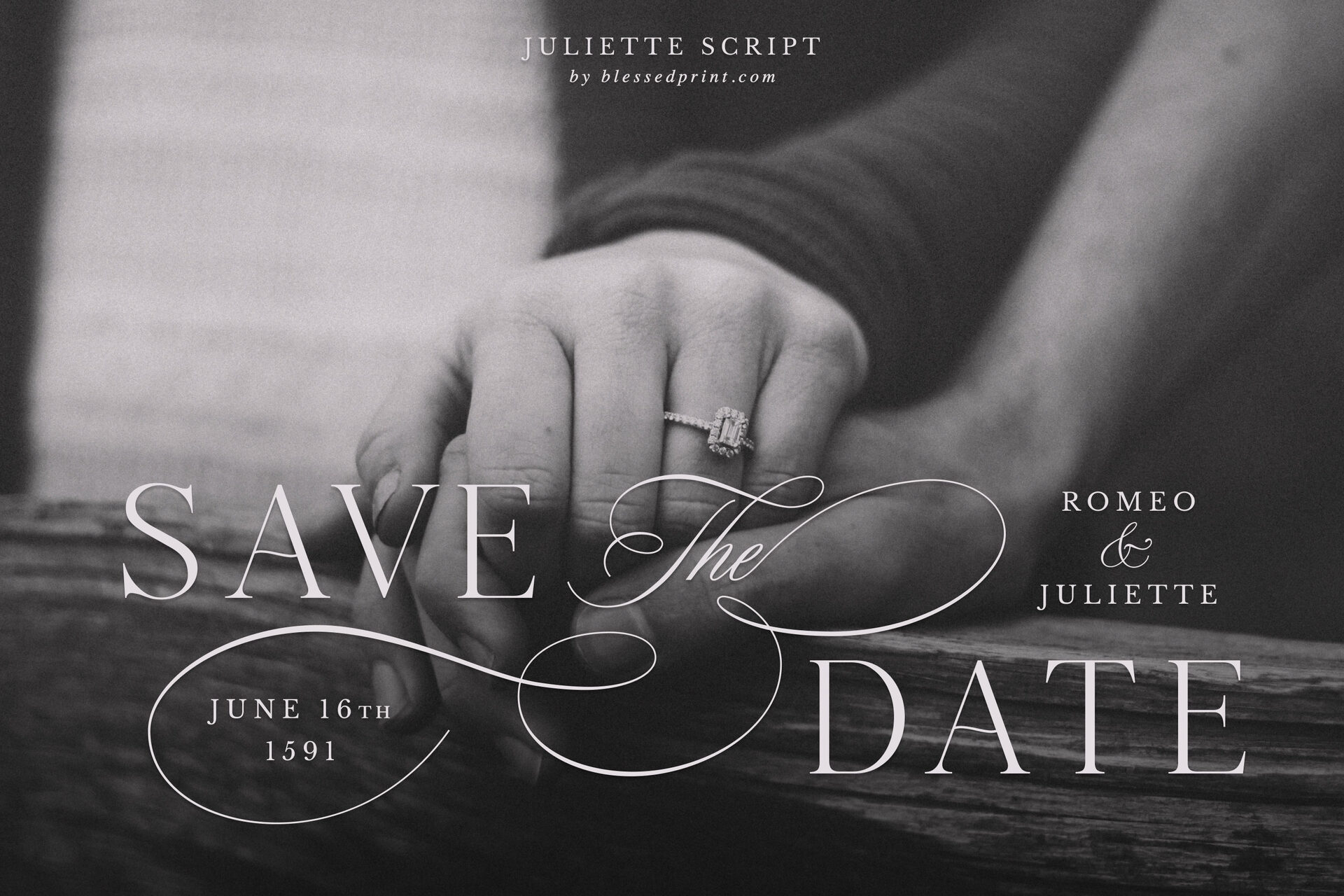 Juliette Font | Romantic wedding script by Blessed Print