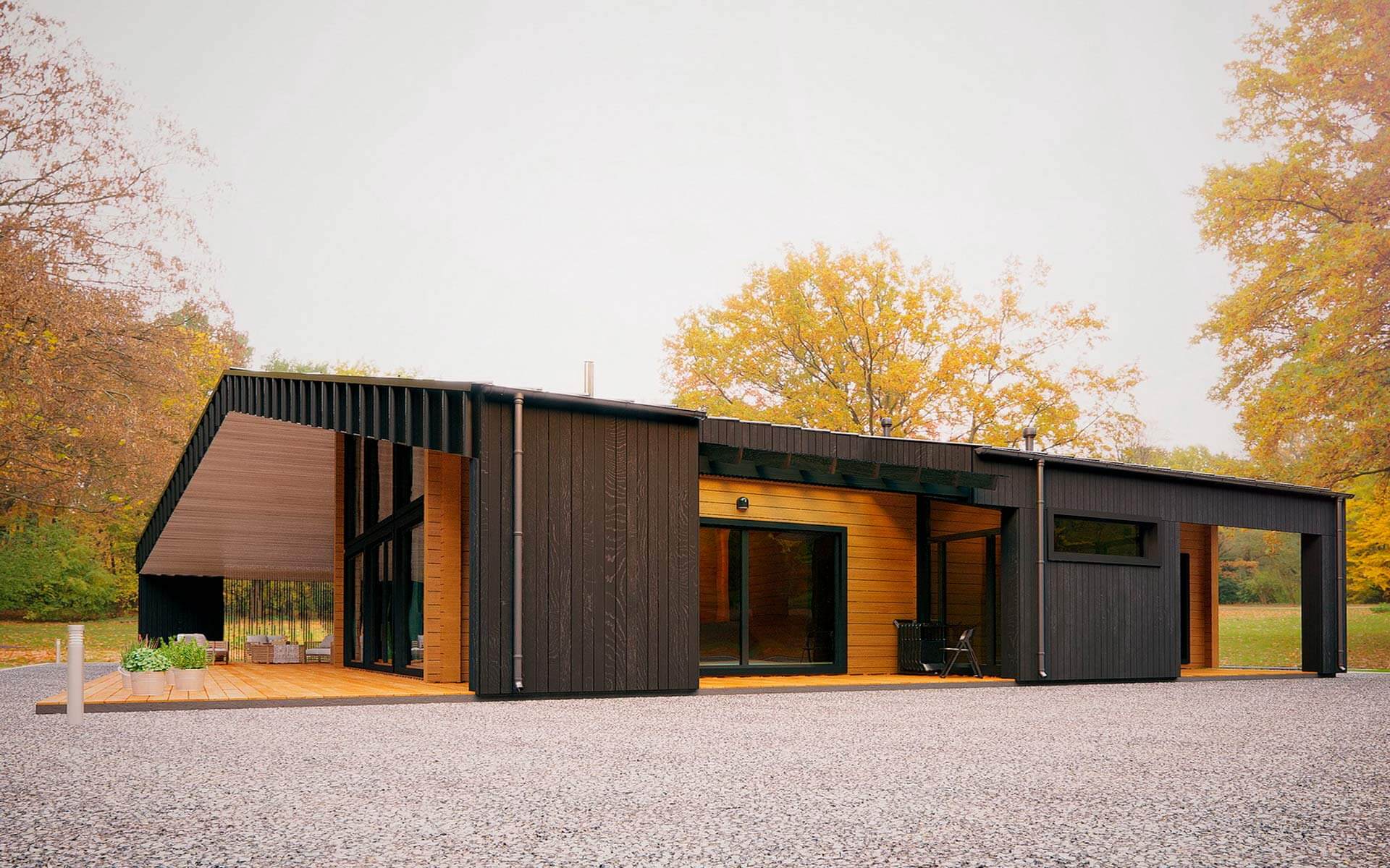 Premium prefabricated home kit - British L - 1938 ft² / 180 m²