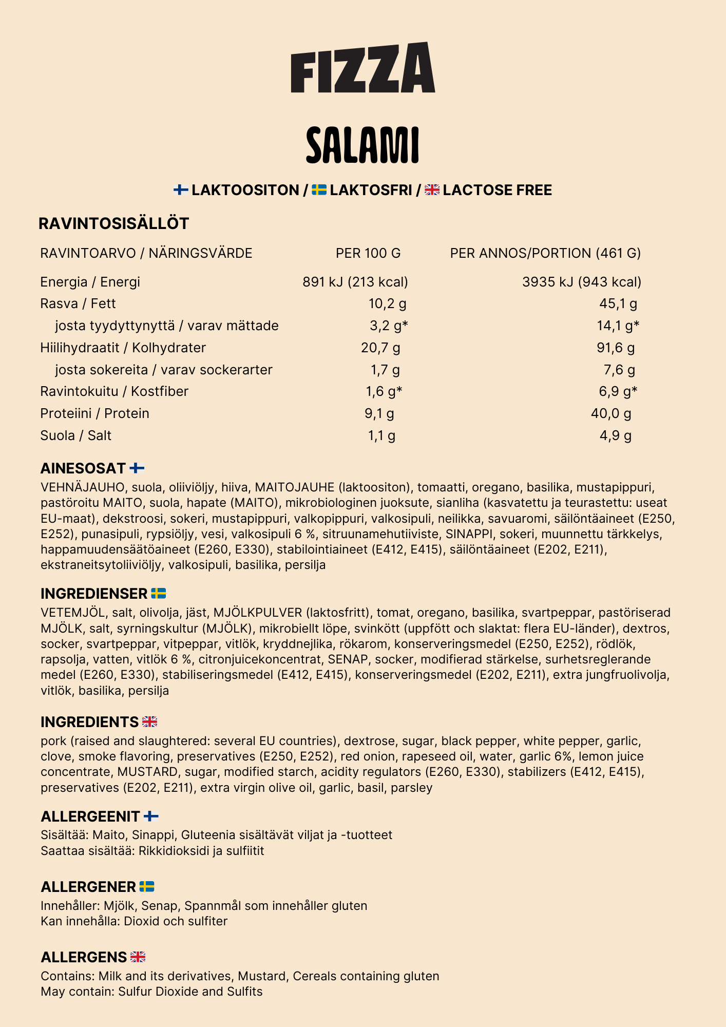 Menu | FIZZA - Tuoretta pizzaa kolmessa minuutissa