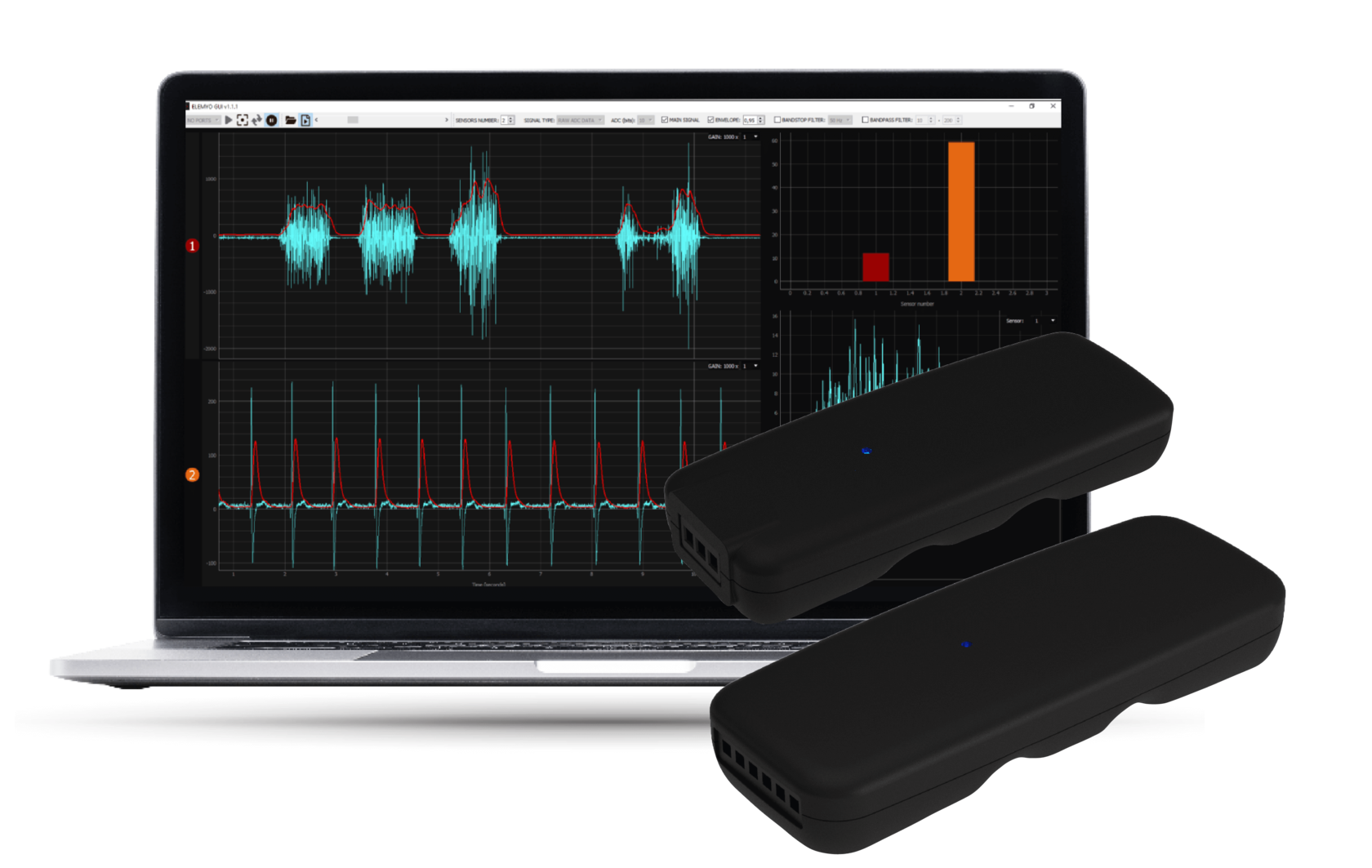 Elemyo - EMG sensors and systems for registration muscle activity