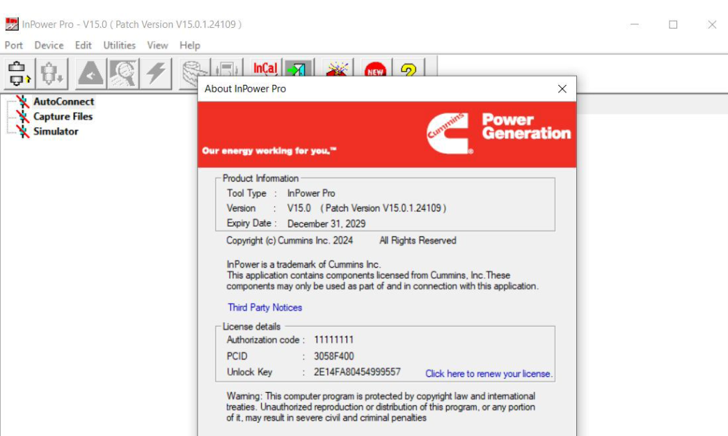 Cummins InPower 15.0.3. For diagnostics of Cummins generators. Includes Incal files