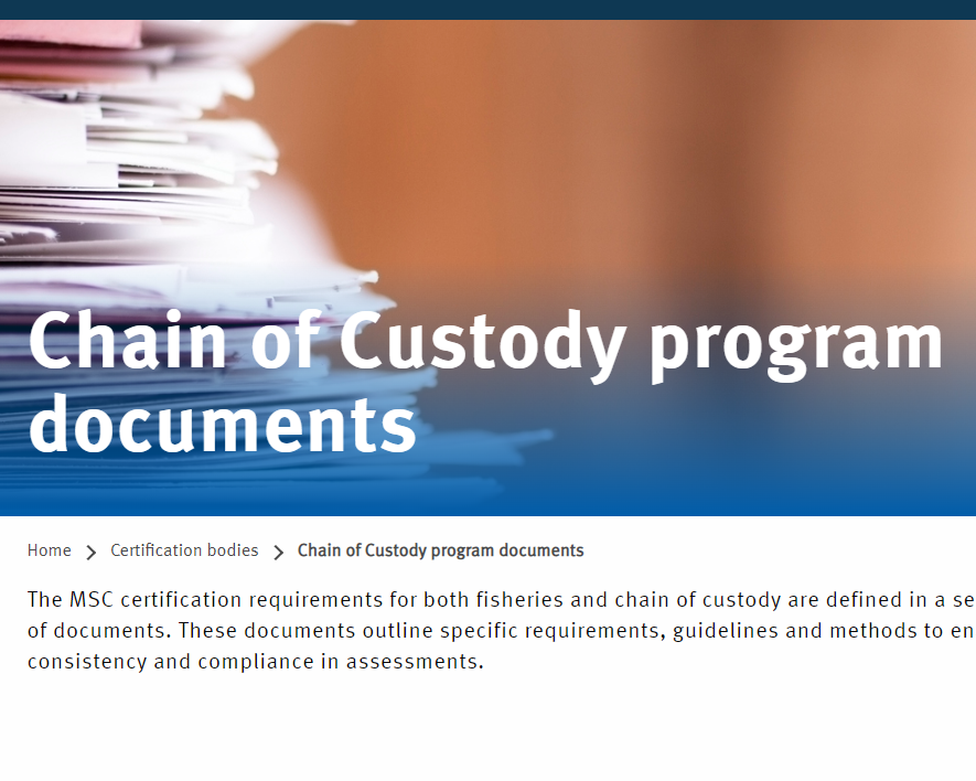 Update to the MSC/ ASC Chain of Custody (CoC) Program and document releases