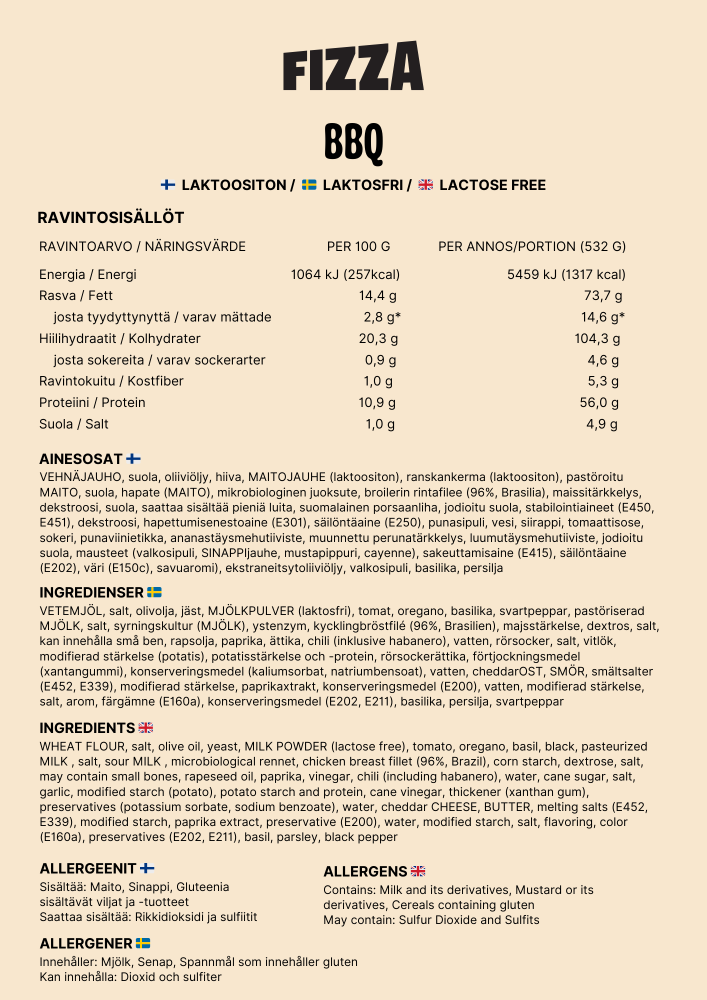Menu | FIZZA - Tuoretta pizzaa kolmessa minuutissa