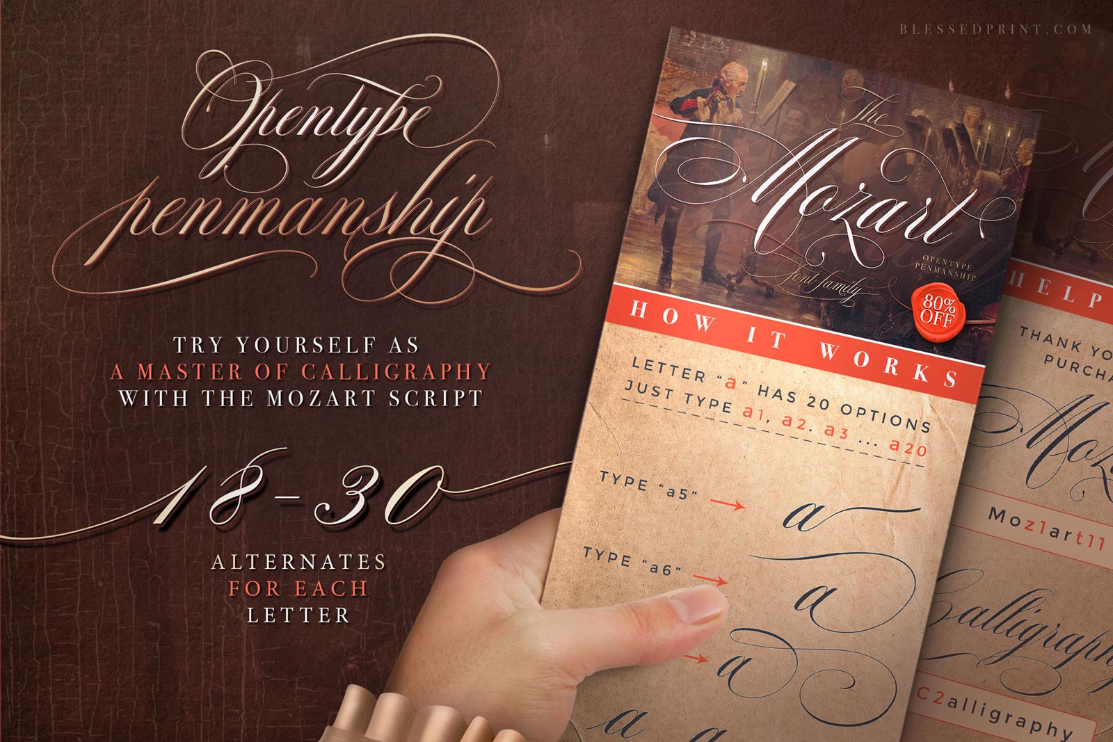 Mozart Font | Spencerian Script - Blessed Print