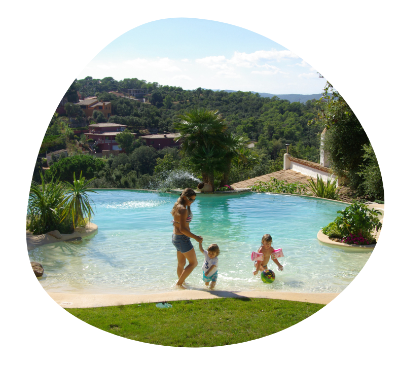 Natural custom swimming pools with antibacterial sandy beach. Your ...