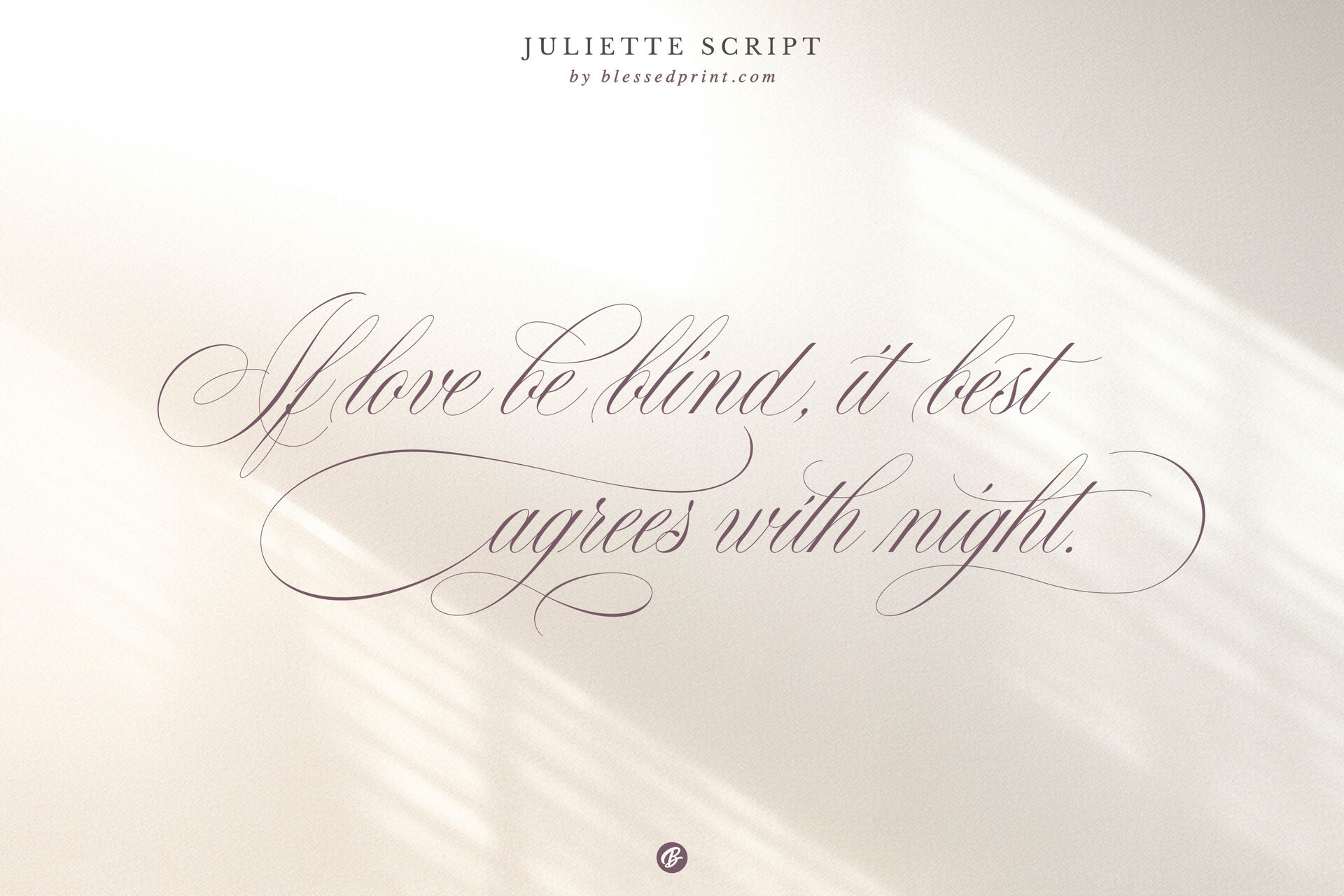 Juliette Font | Romantic wedding script by Blessed Print