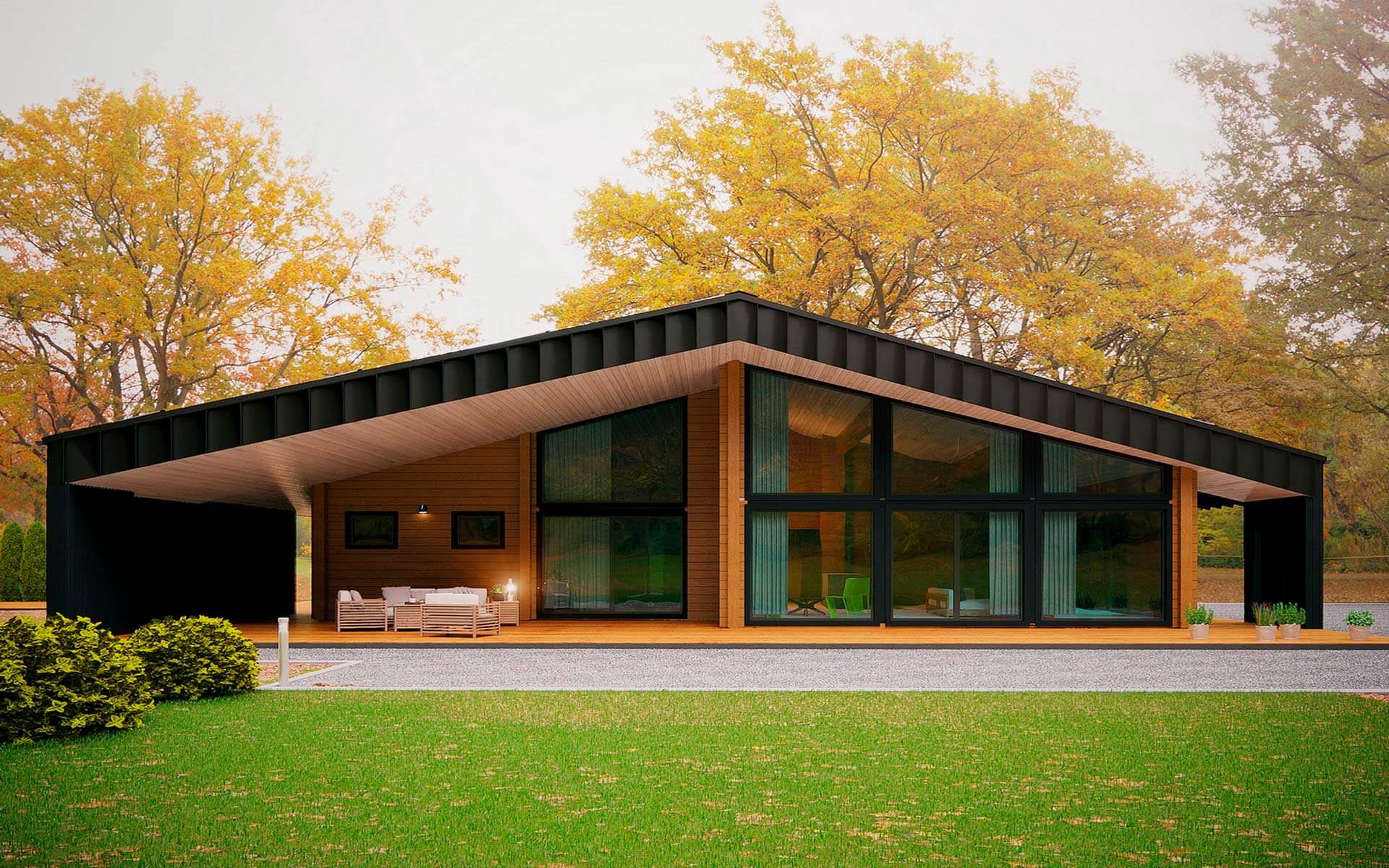 Premium prefabricated home kit - British L - 1938 ft² / 180 m²