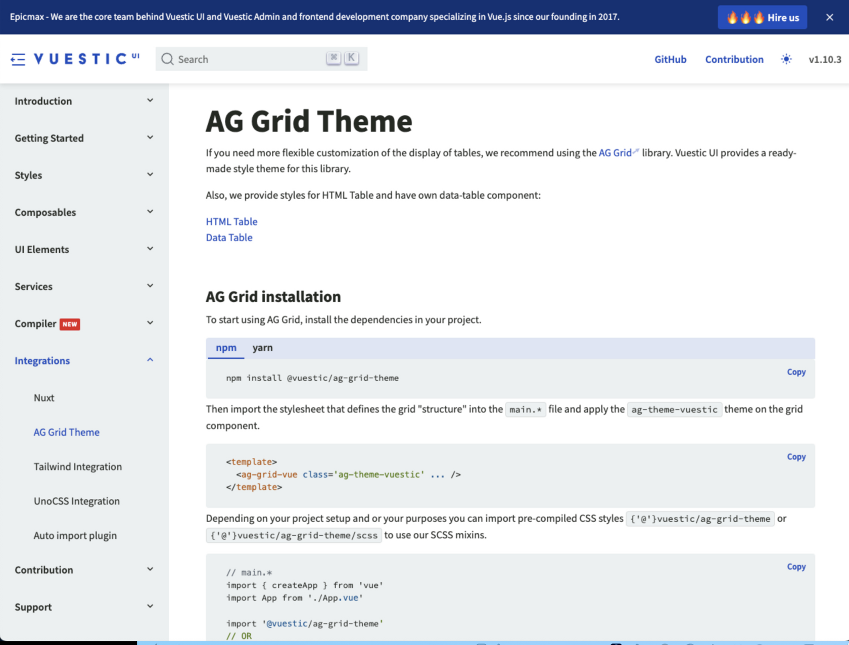 Epicmax & AG Grid - seamless Vue 3 Datagrid integration with Vuestic UI