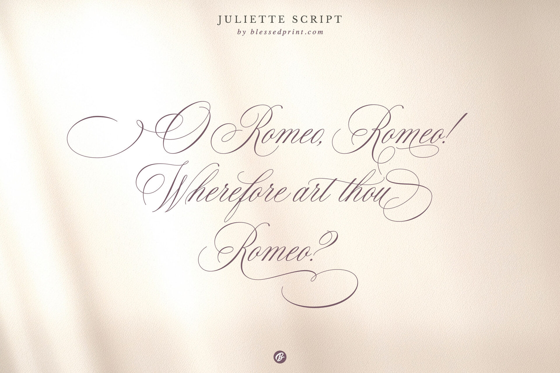 Juliette Font | Romantic wedding script by Blessed Print