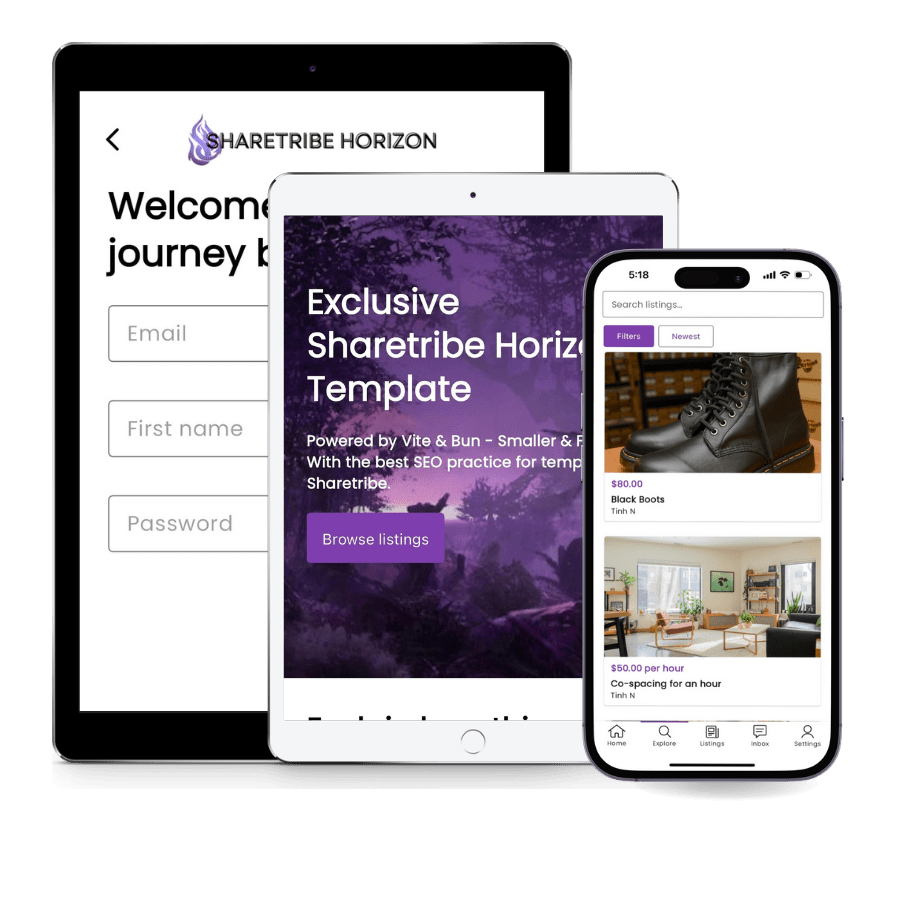 Mobile App Template For Sharetribe | Journeyhorzion