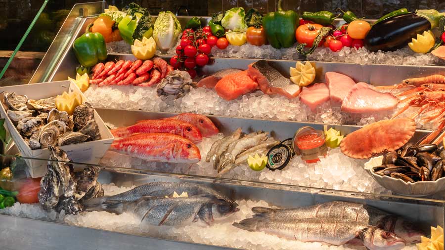 Seafood Buffet Display Domensi 3 Tier Seafood Serving Tray Clear