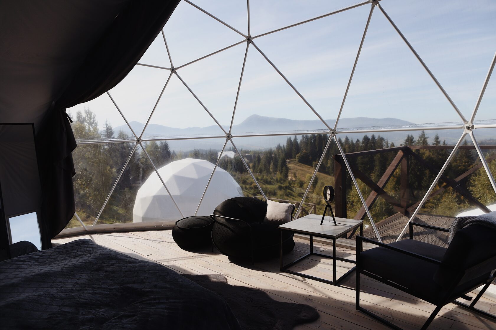 Internal module of ecopod geodesic domes designed for recreation