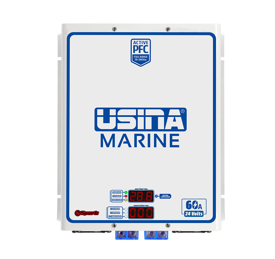 Carregador Inteligente de Baterias Usina Marine 24V 60A PFC