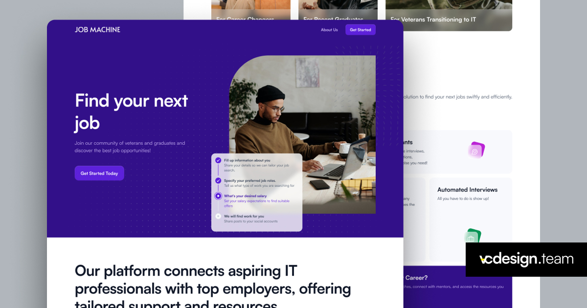 JobMachine corporate website | Projects | VC design
