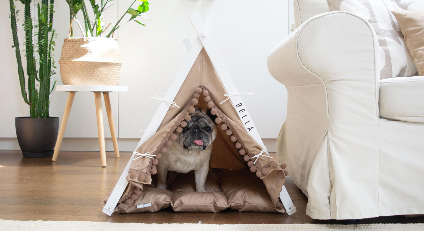 Boho Beige Dog Teepee Bed | Dog And Teepee